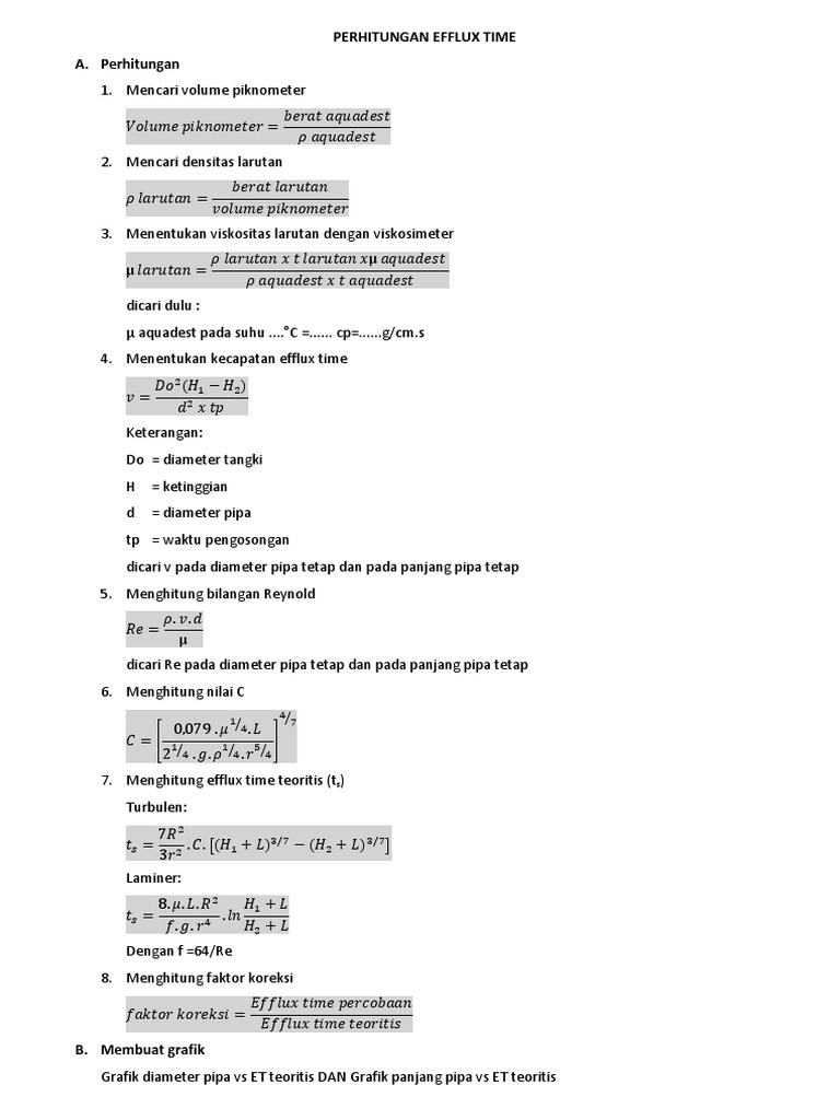 Perhitungan Efflux Time | PDF | Metode & Bahan Ajar