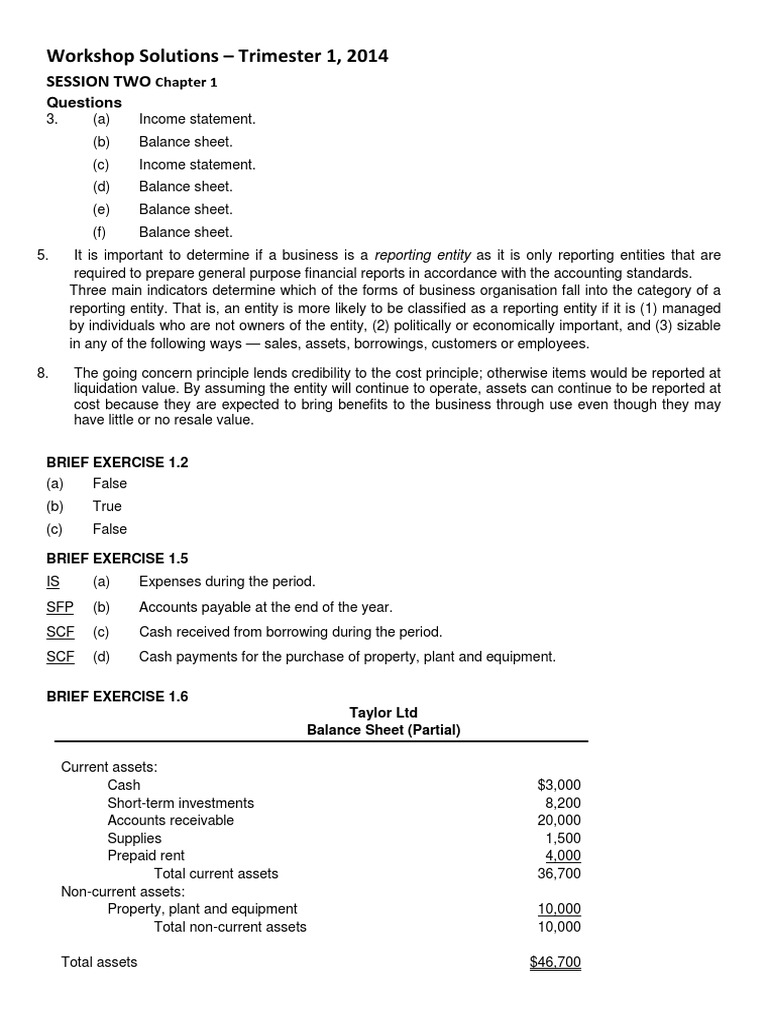 Workshop Solutions T1 2014 | PDF | Debits And Credits | Expense