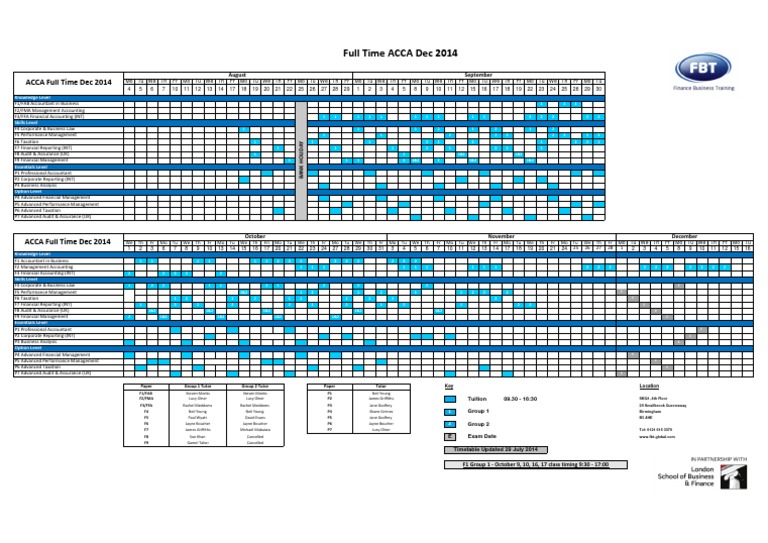 ACCA FT Timetable Dec 2014 | Accountant | Accounting