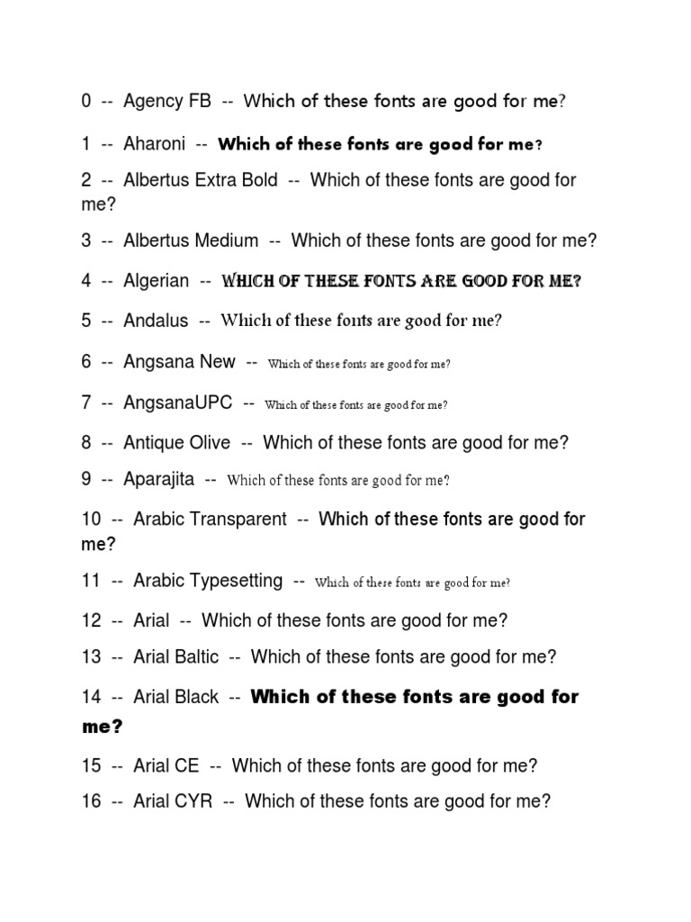 Font List | PDF | Arial | Typography