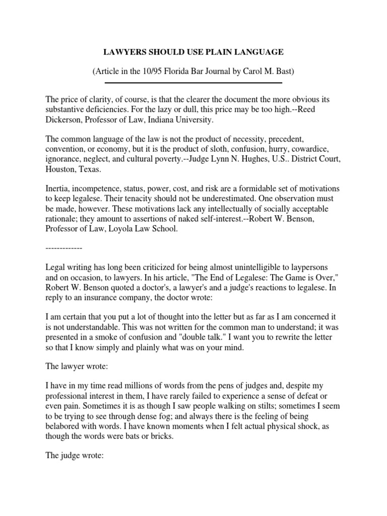 Lawyers Should Use Plain Language | PDF | Reasonable Doubt | Plain Language