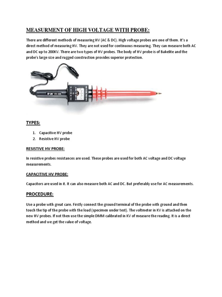 Measurment of High Voltage With Probe | PDF | Voltage | Capacitor