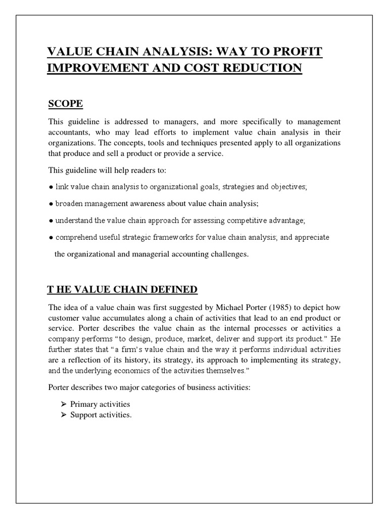 Value Chain | PDF | Value Chain | Strategic Management