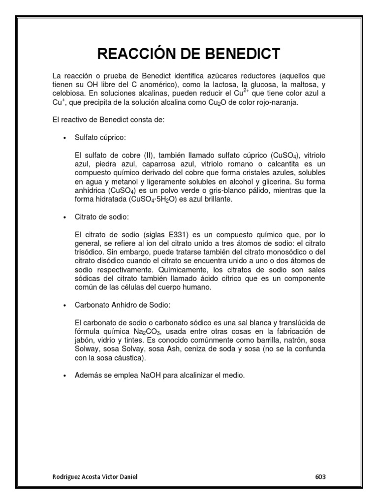 Reactivo de Benedict | Sustancias químicas | Compuestos químicos