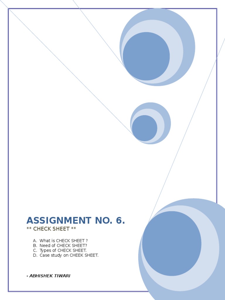 Assignment No. 6.: Check Sheet | PDF | Data | Computing