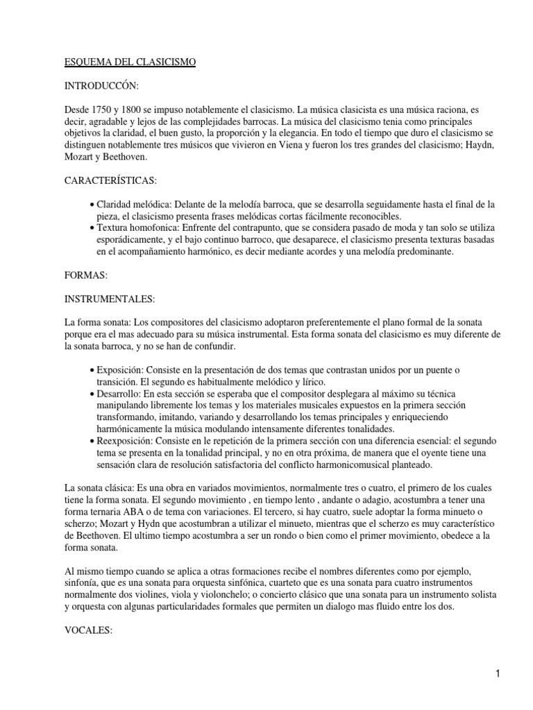 Clasicismo Musical | PDF | Wolfgang Amadeus Mozart | Música clásica