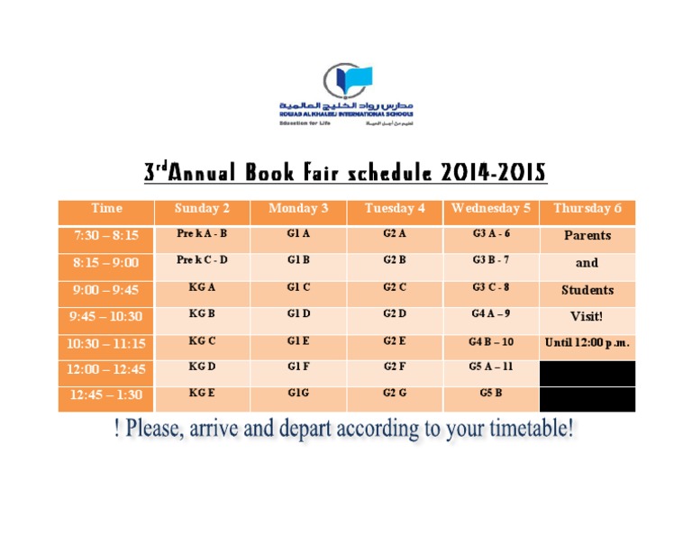2014-2015 Book Fair Schedule | PDF | Cooking, Food & Wine | Home & Garden