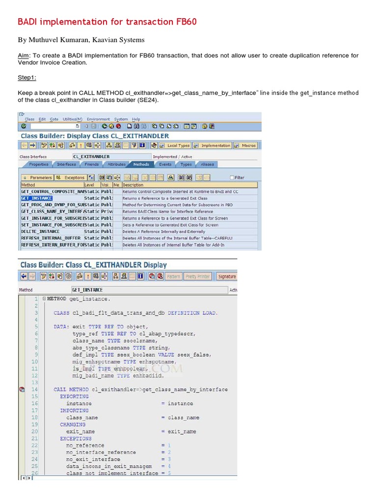 BADI Implementation For Transaction FB60 | PDF | Software Development ...