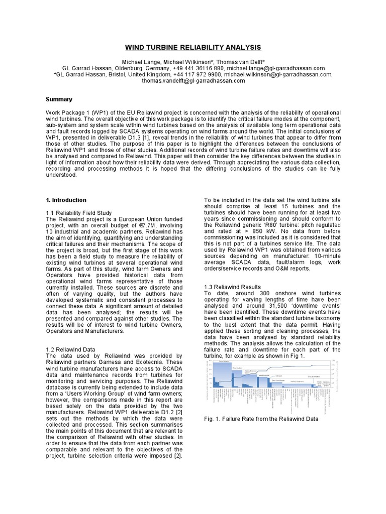 Wind Turbine Reliability Analysis | PDF | Reliability Engineering ...