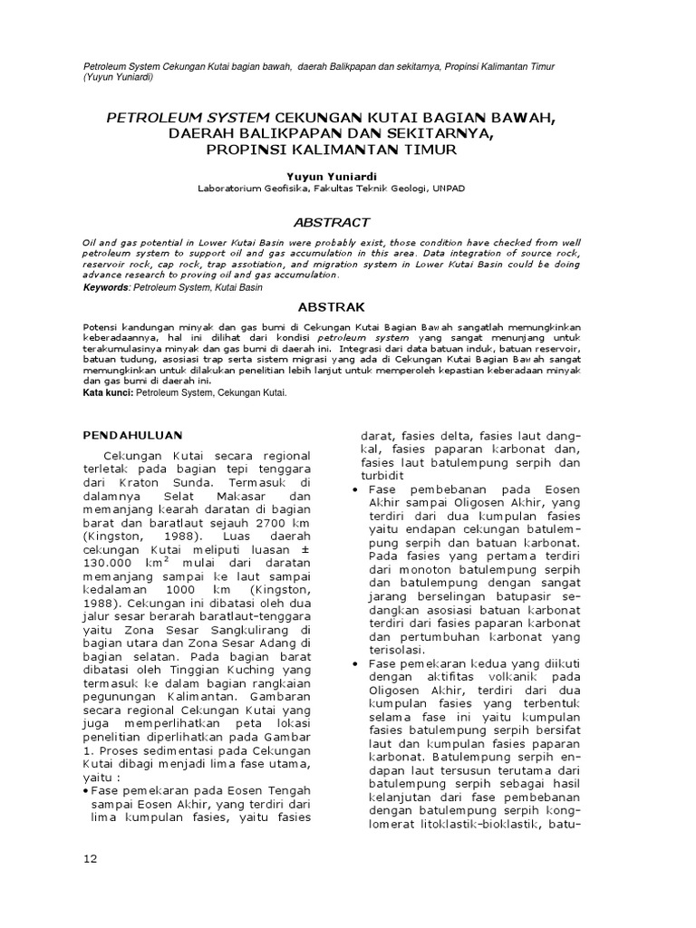2 Yuyun Yuniardi Petroleum System Cekungan Kutai Bagian Bawah PDF | PDF | Ilmu Sosial | Sains ...