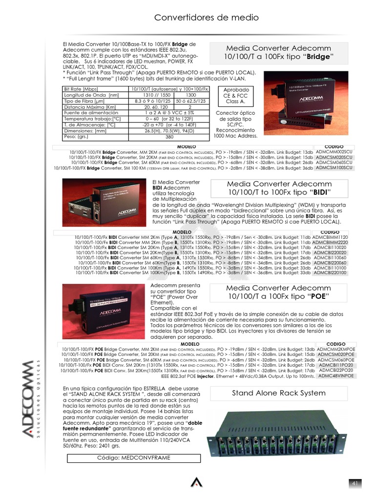 Media Converter Adecomm | PDF | Estándares de red | Ingeniería Informática