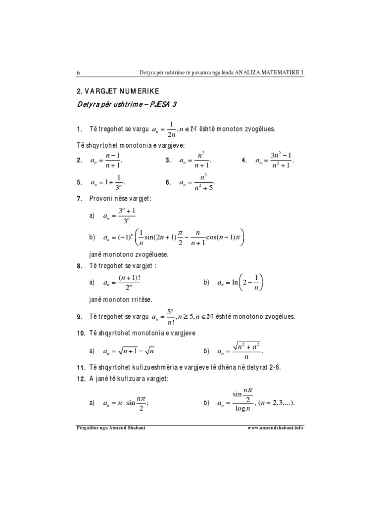Vargjet Numerike | PDF