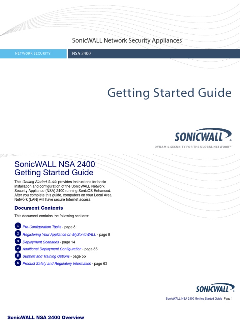 Sonicwall Nsa 2400 Getting Started Guide | PDF | Computer Network | Ip ...