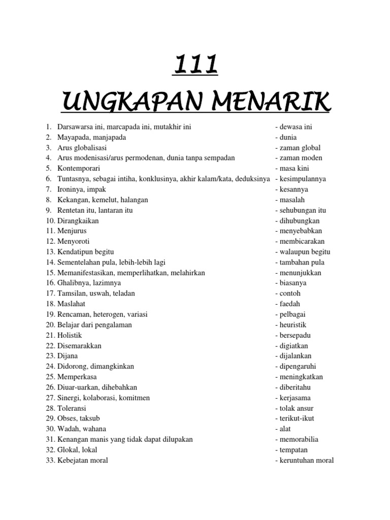 Ungkapan Menarik Dalam Karangan Spm Ungkapan Menarik 3 1 Ungkapan - Riset