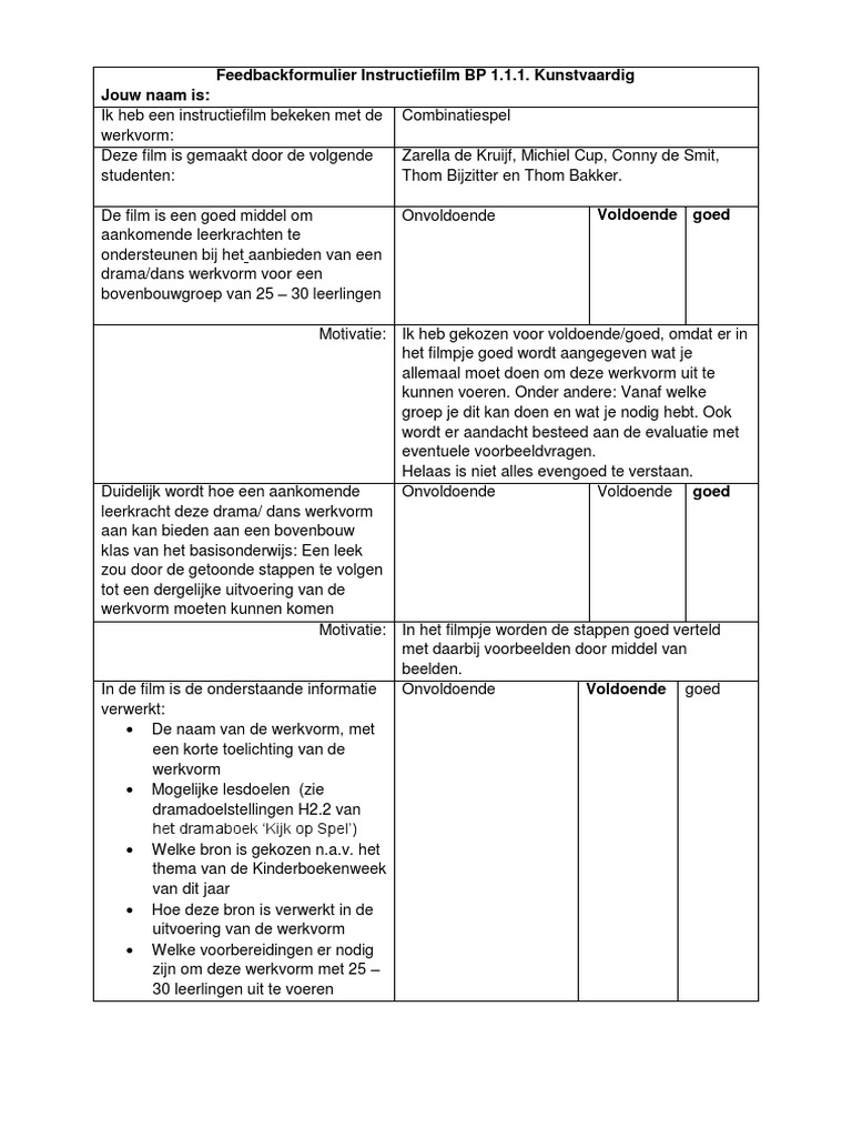 Feedbackformulier | PDF