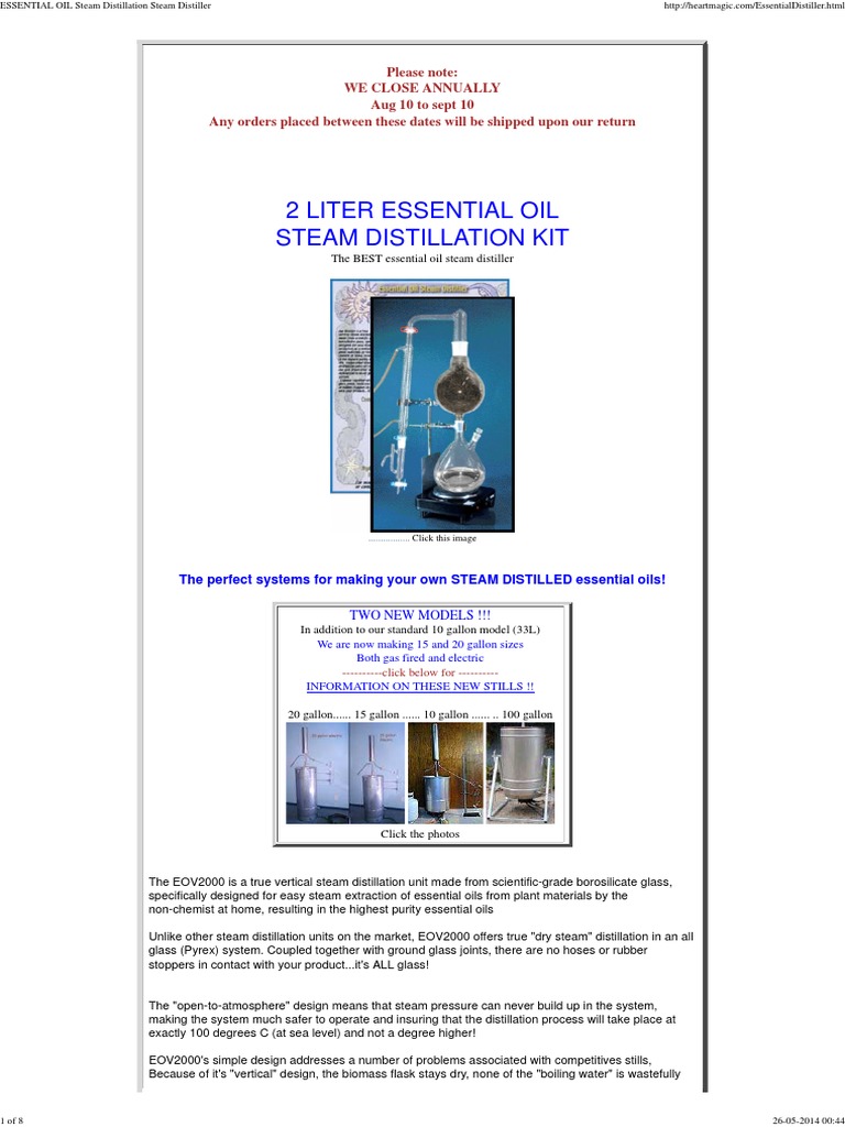 ESSENTIAL OIL Steam Distillation Steam Distiller | Download Free PDF ...
