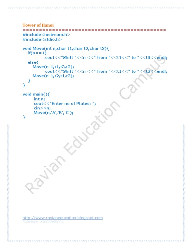 Tower of Hanoi | PDF | Teaching Mathematics