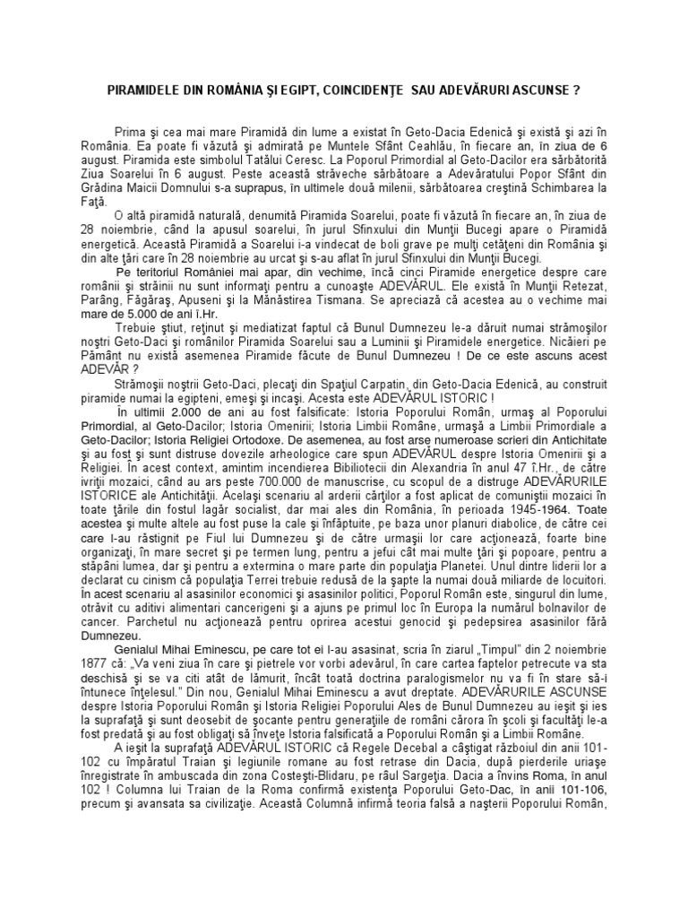 Piramidele Din România Şi Egipt | PDF