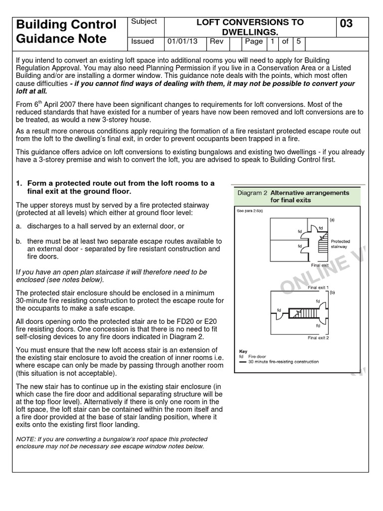 Building Control Guidance Note: Loft Conversions To Dwellings | PDF ...