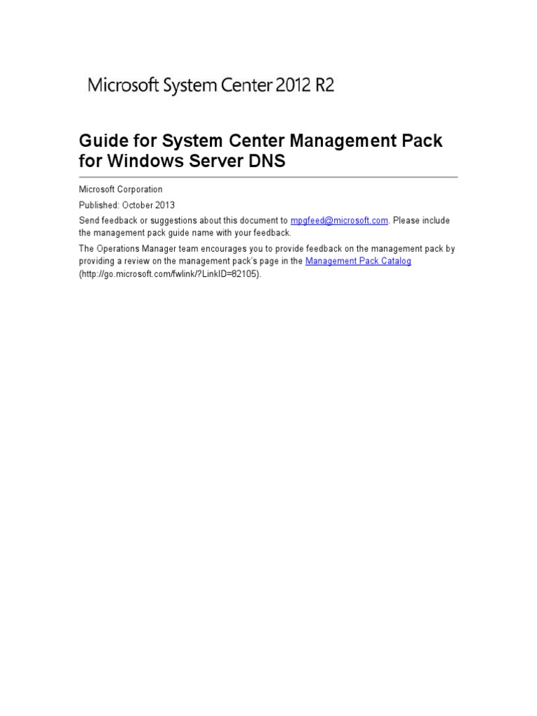 Guide For System Center Management Pack For Windows Server DNS | PDF | Computer Networking ...