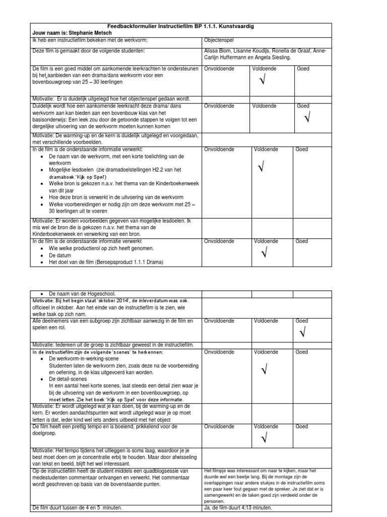 Feedback Formulier | PDF