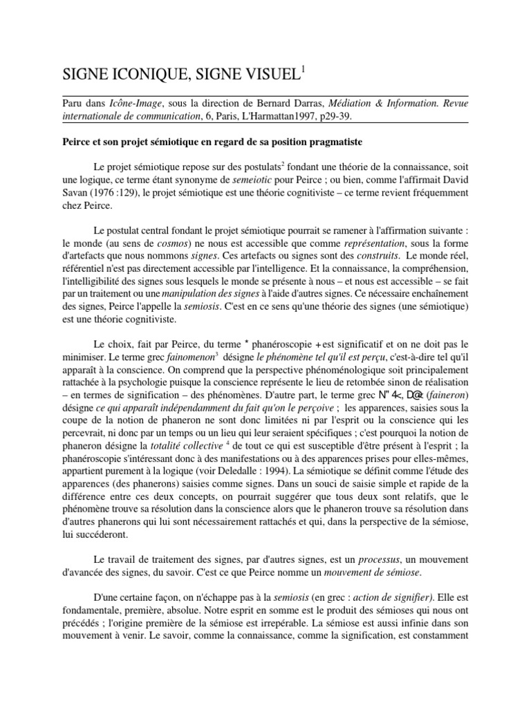 Signe Iconique Signe Visuel | PDF | Charles Sanders Peirce | Conscience