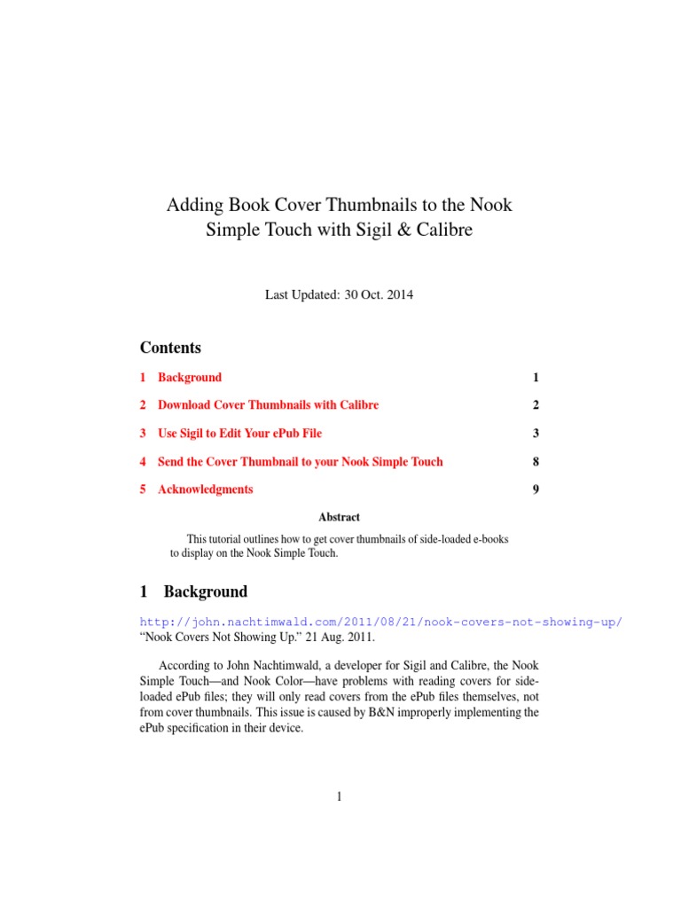 Adding Book Cover Thumbnails To The Nook Simple Touch With Sigil ...