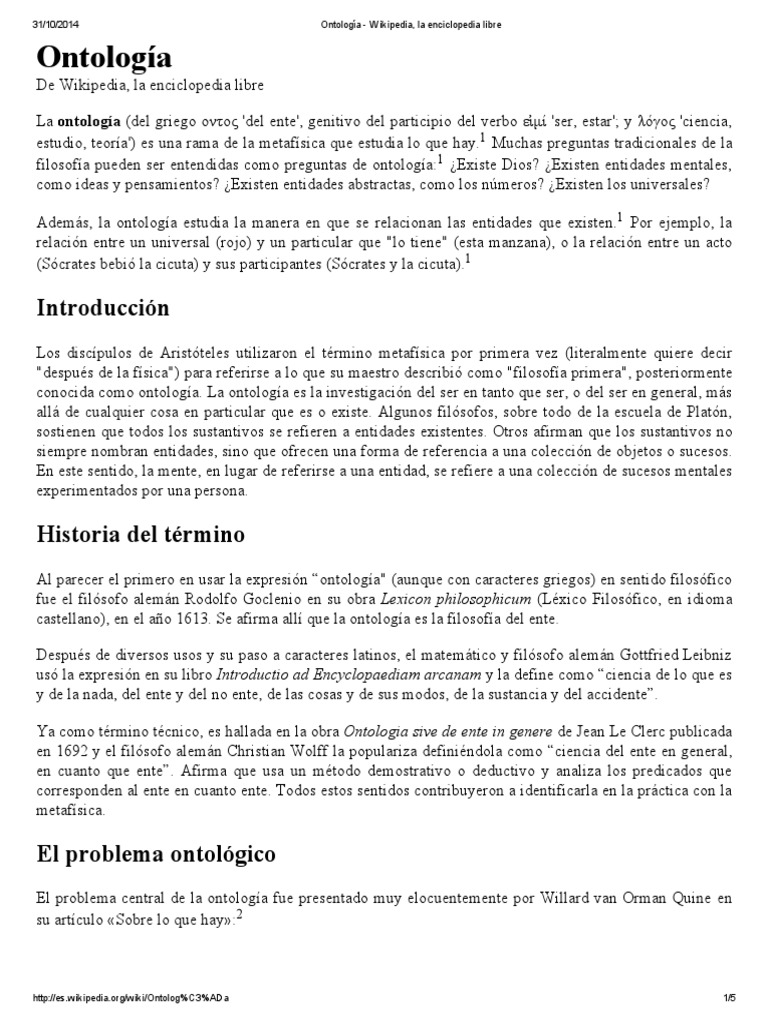 Ontología - Wikipedia, La Enciclopedia Libre | PDF | Ontología ...