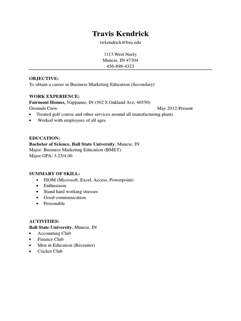 Travis Kendrick Resume | PDF | Career & Growth