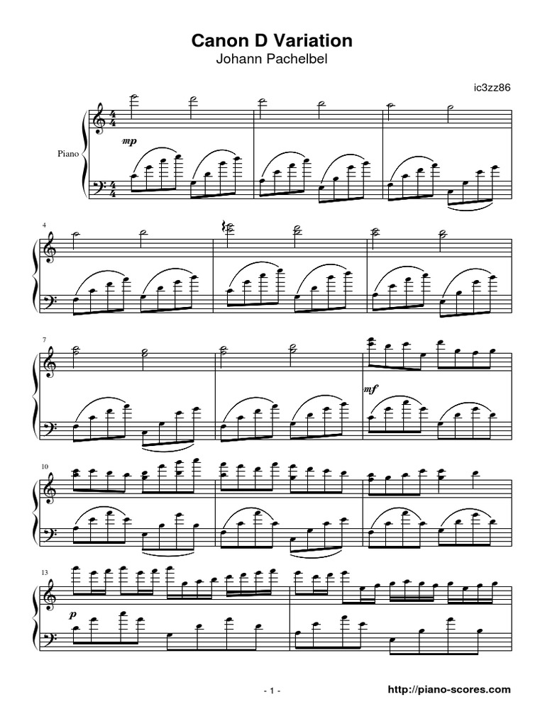 Canon D Variation Sheet Music | PDF