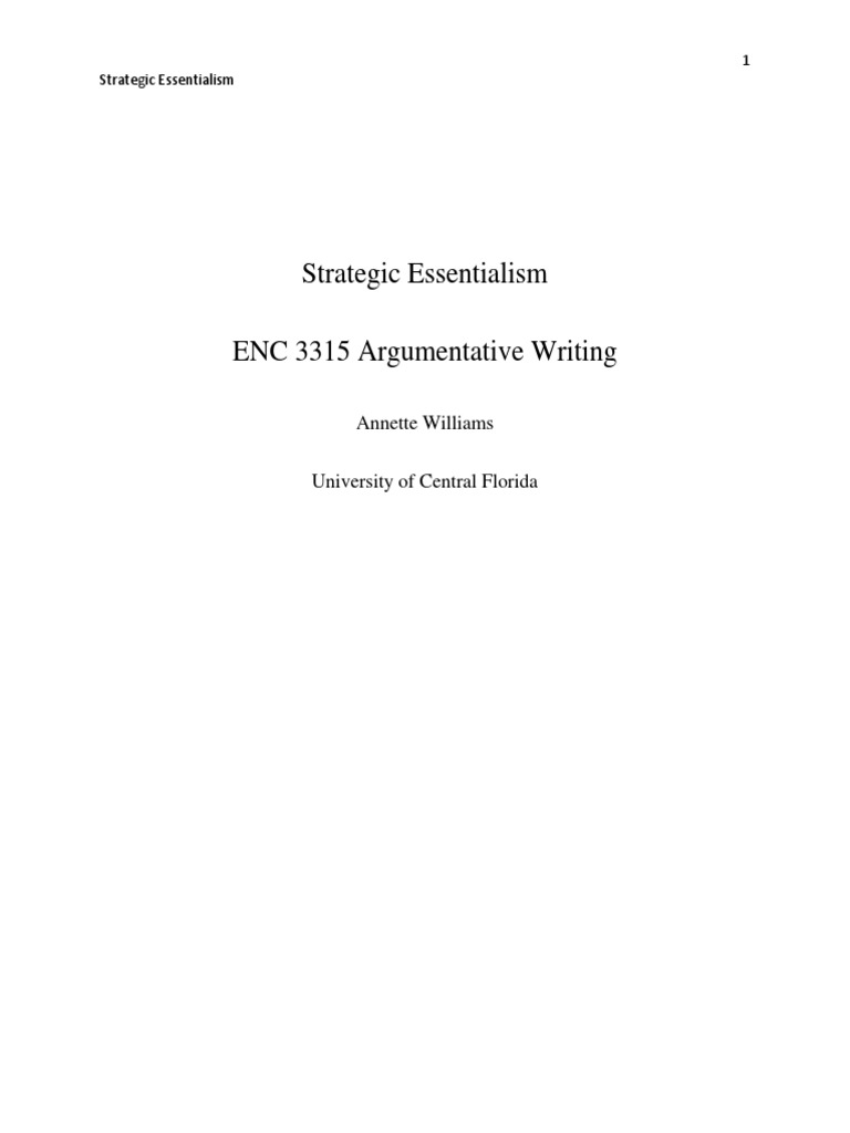 Strategic Essentialism | PDF | Essentialism | Feminism