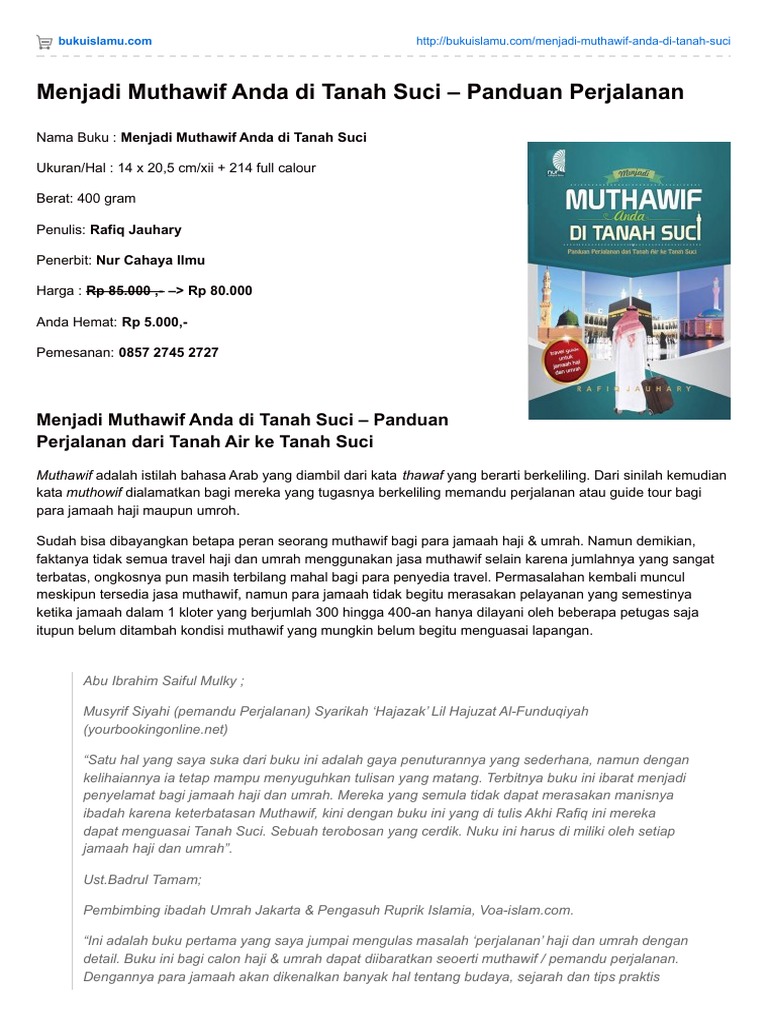 Menjadi Muthawif Anda Di Tanah Suci Panduan Perjalanan | PDF ...