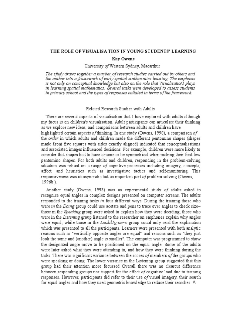 The Role of Visualisa Tion in Young Students' Learning | PDF | Mental ...