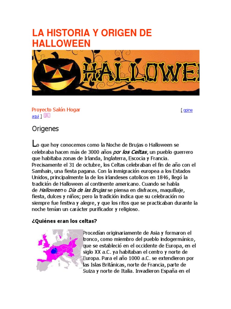 La Historia y Origen de Halloween | PDF | Víspera de Todos los Santos ...