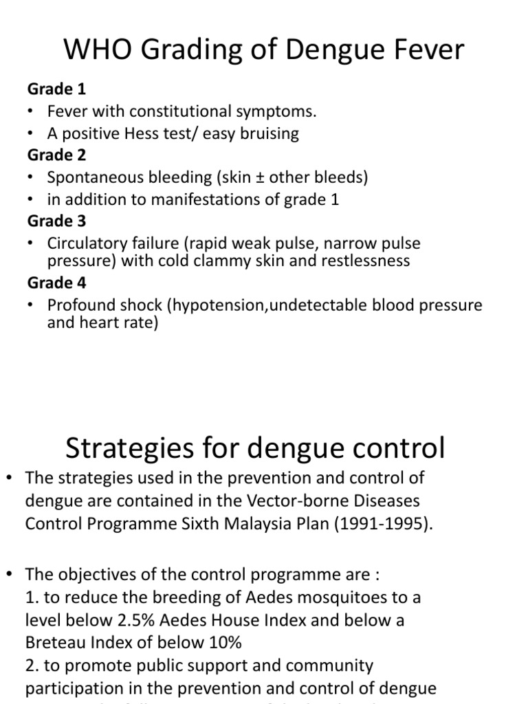 WHO Grading of Dengue Fever: Grade 1 | PDF