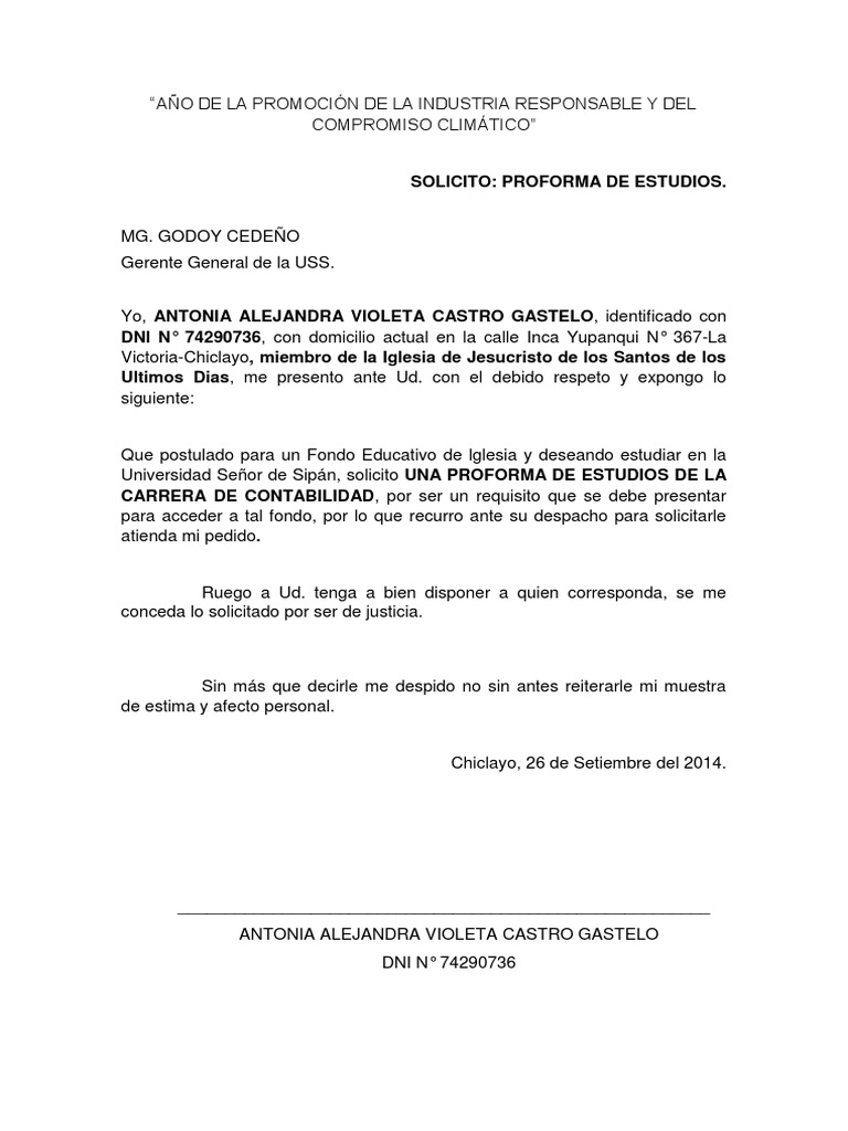 Modelo de Solicitud para Proforma | PDF