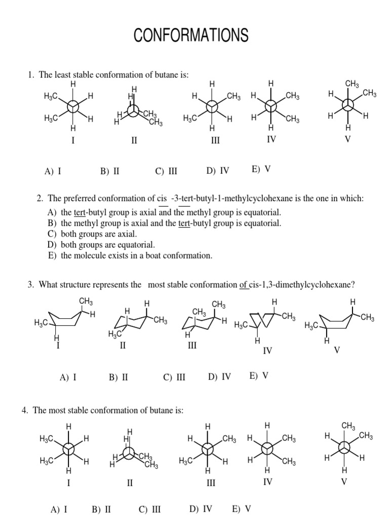 Conformations | PDF | Conformational Isomerism | Organic Chemistry