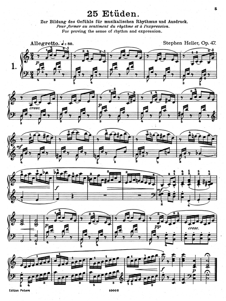 Stephen Heller Op. 47 - 25 Etuden (Piano Complete Sheet) | PDF