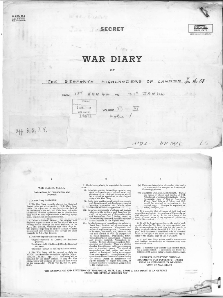 War Diary - Jan 1944 (All) PDF | PDF | Military | Military Science