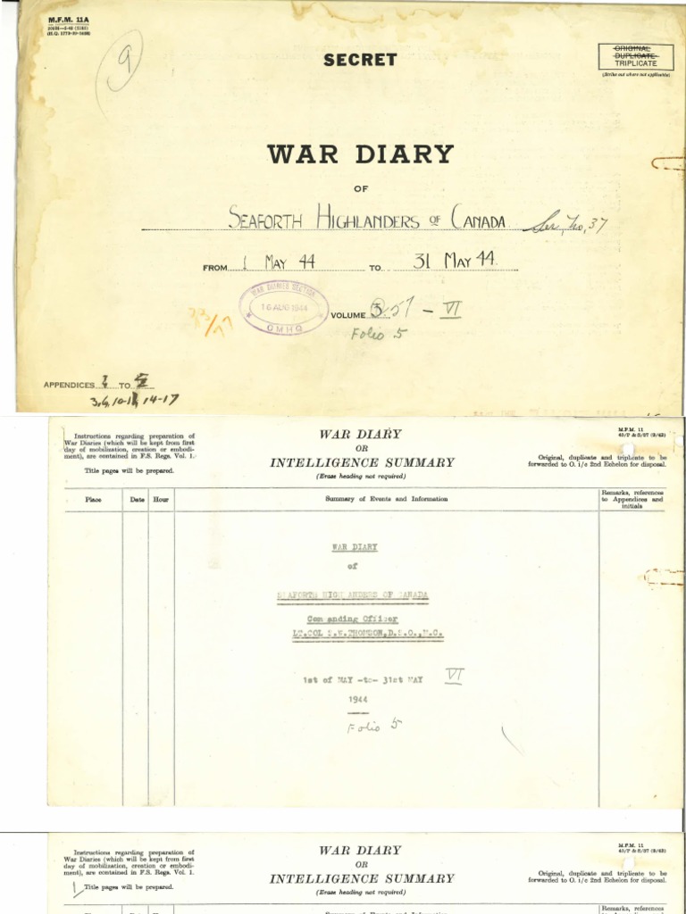 War Diary May 1944 (All) PDF | PDF | Military Science | Military ...