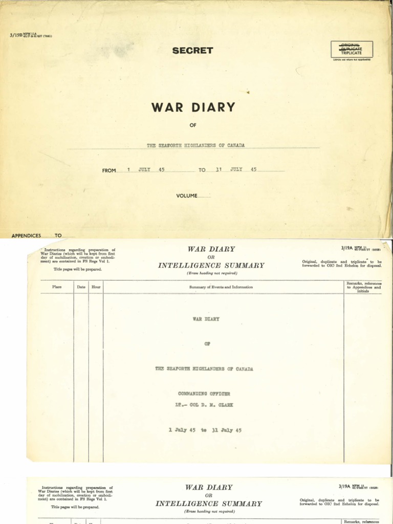 War Diary - July 1945 (All) PDF | PDF | Armed Conflict | Unrest