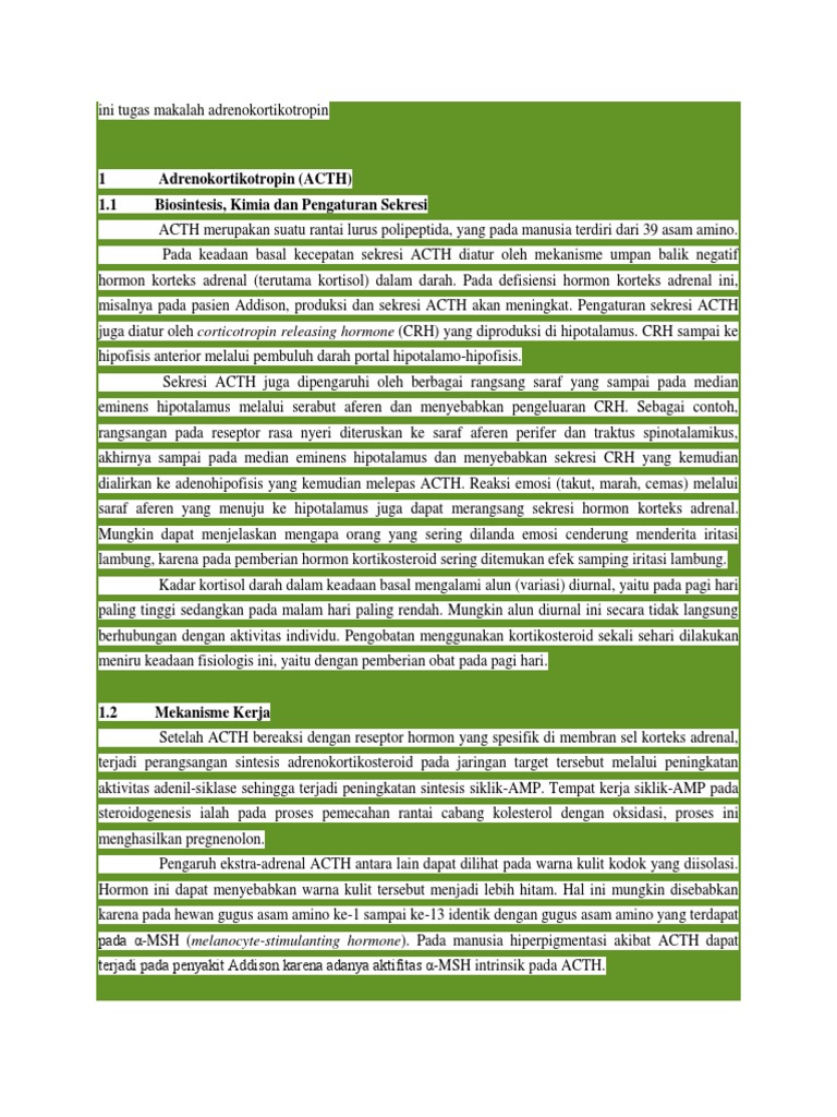 Adrenokortikotropin: Biosintesis dan Mekanisme Kerja | PDF ...