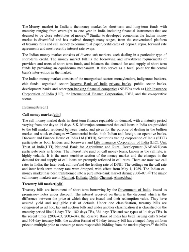 call-money-market-pdf-business-economics-money