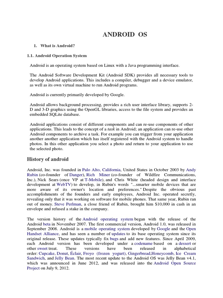 Android Os: 1. What Is Android? 1.1. Android Operation System | PDF | Android (Operating System ...