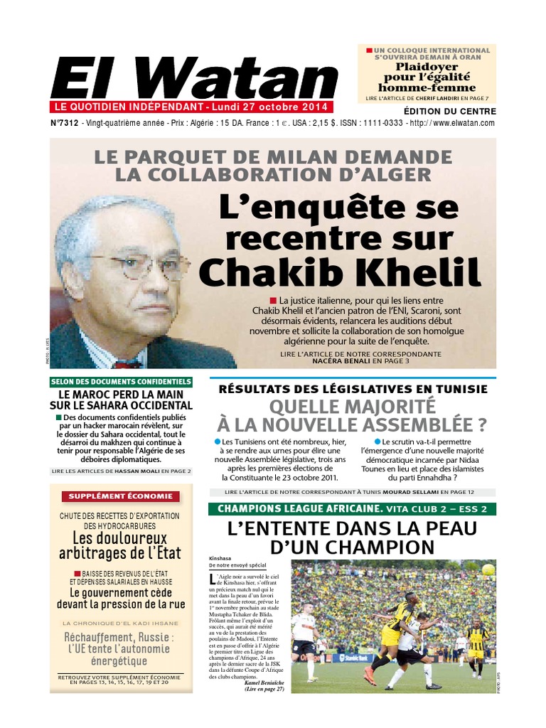 EL WATAN DU 27.10.2014