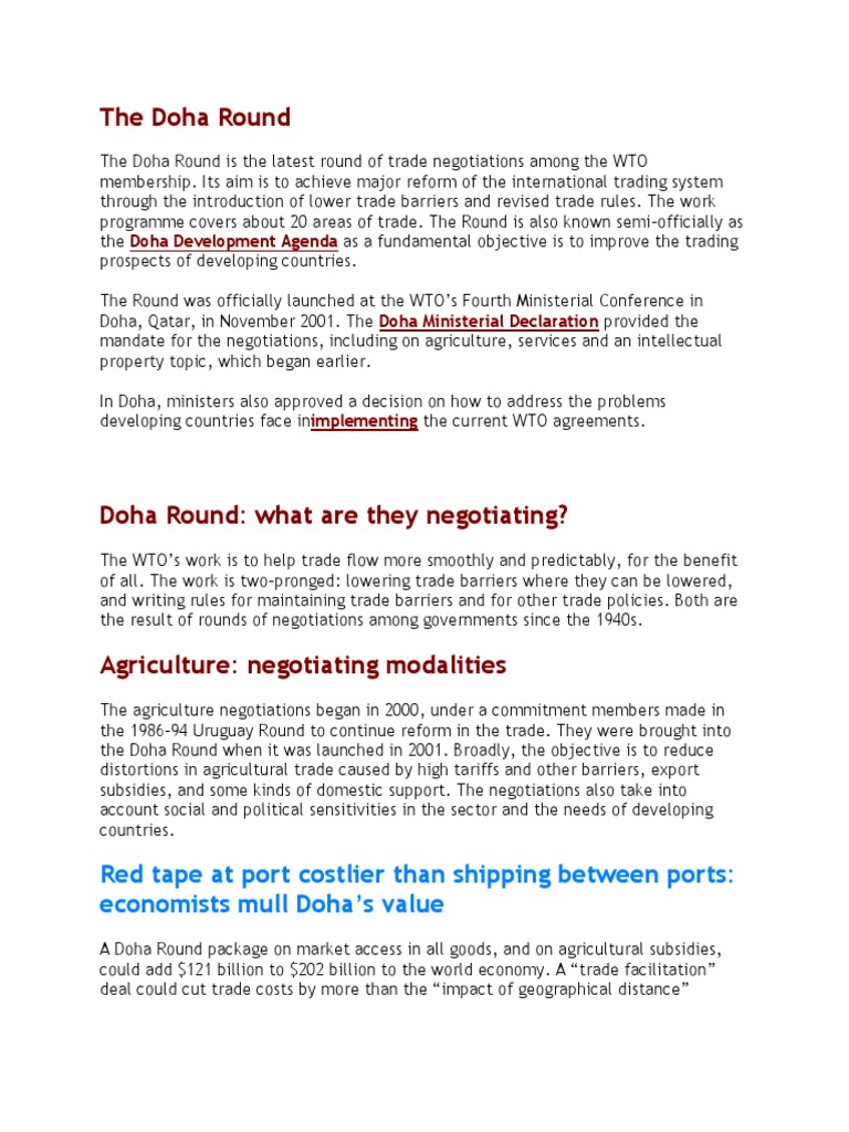 The Doha Round | Download Free PDF | Doha Development Round | Market Access