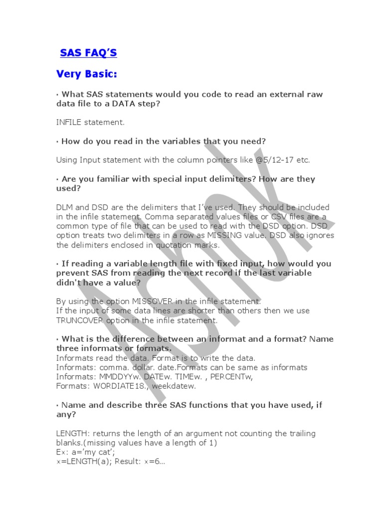 Sas fAQ | PDF | Sas (Software) | Computer Programming