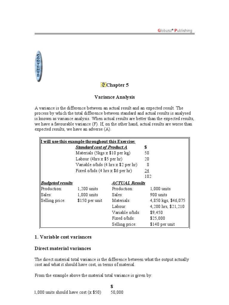 Variance Analysis | PDF | Weighted Arithmetic Mean | Labour Economics