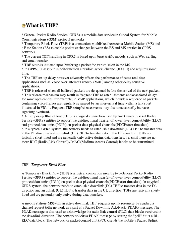 What Is TBF | PDF | Cellular Network | Channel Access Method