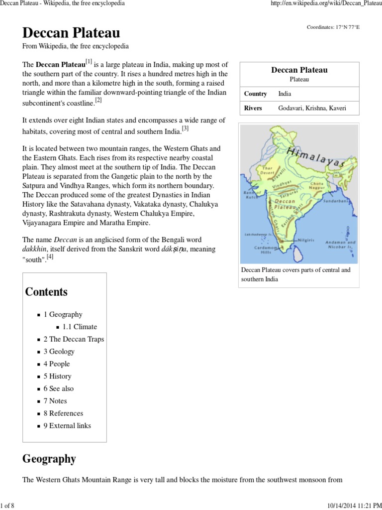 Deccan Plateau - Wikipedia, The Free Encyclopedia PDF | PDF | Nature